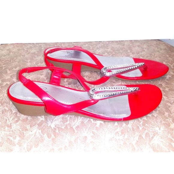 Impo | Shoes | Gorgeous Red Impo Thong Sandals Wedge Sz 7 Rosalyn ...